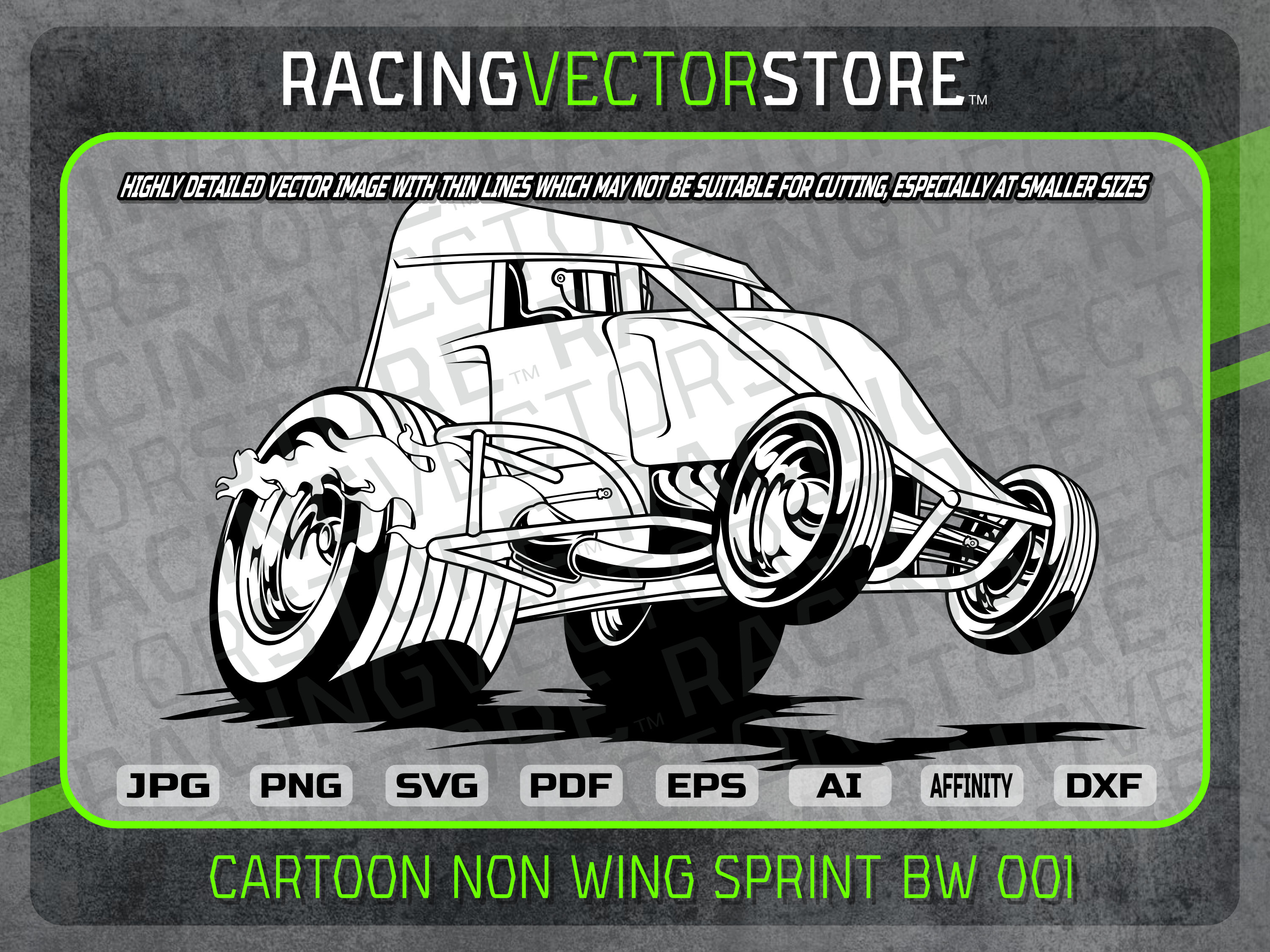 Cartoon Dirt Non Winged Sprint Race Car Highly Detailed Vector Image in ...