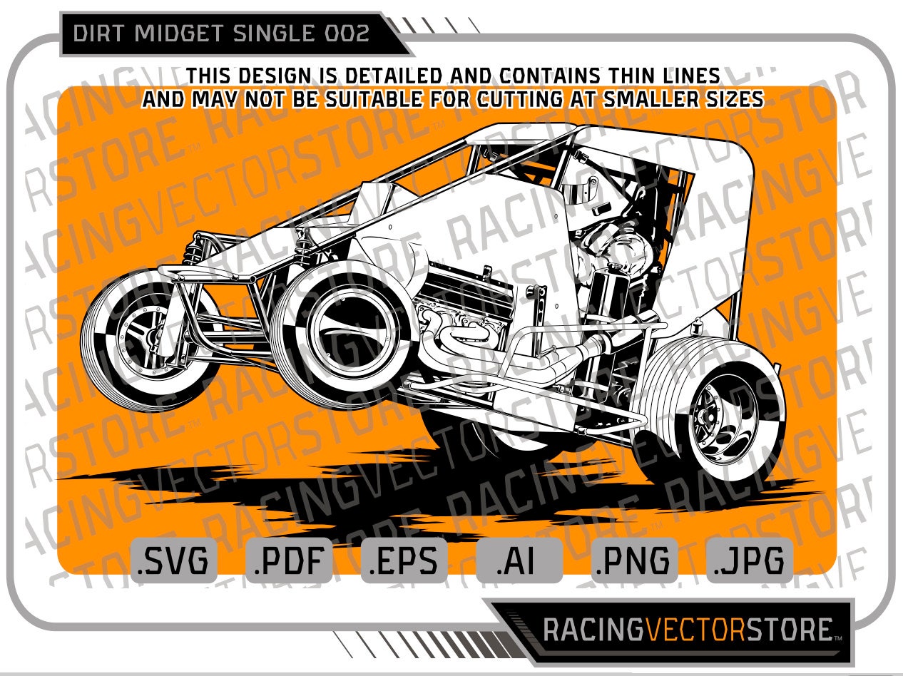 Dirt Midget Race Car Highly Detailed Image in .svg .ai .eps .pdf .png ...
