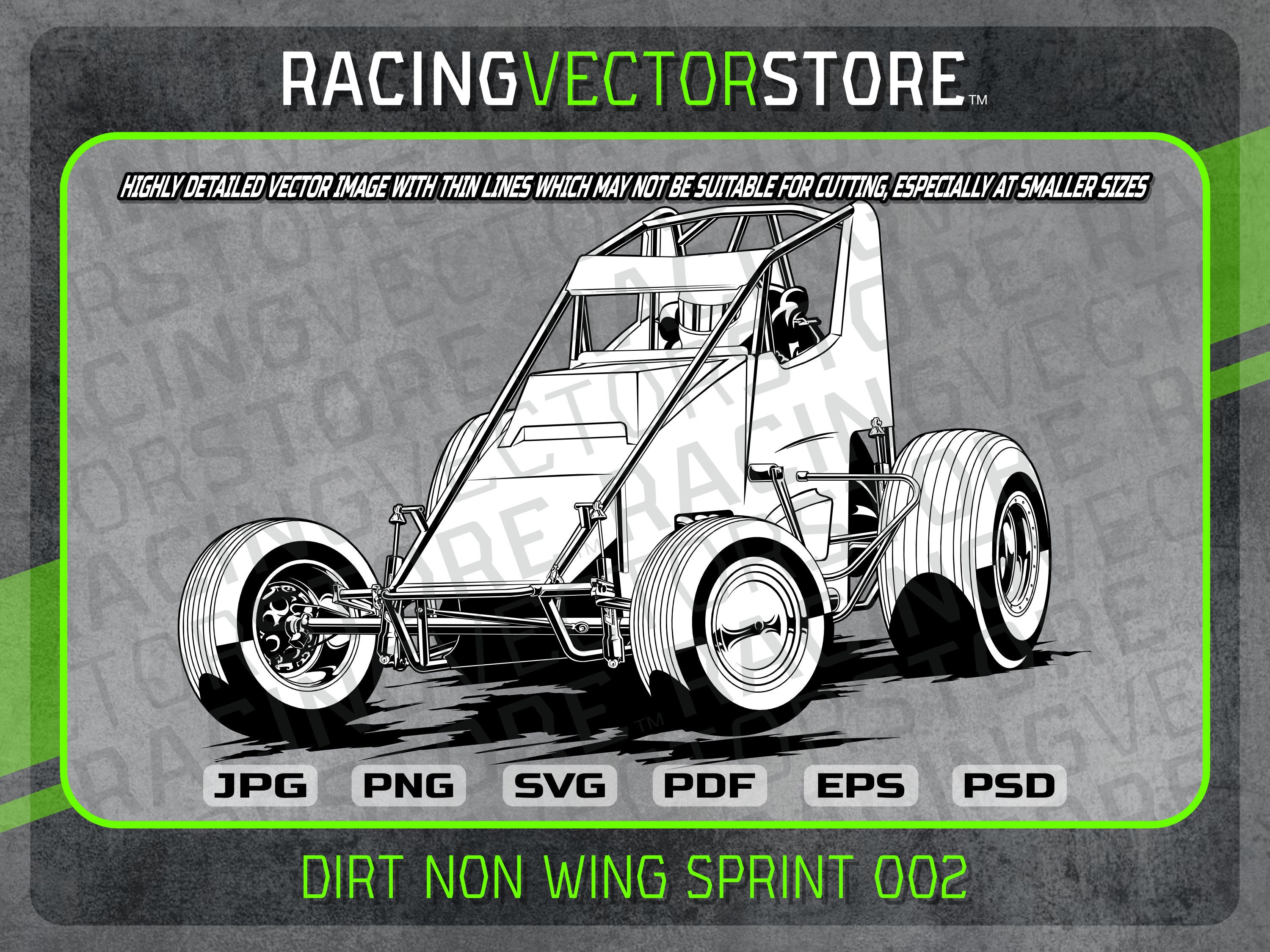 Dirt Non Wing Sprint Car Highly Detailed Image in .svg .ai .eps .pdf ...