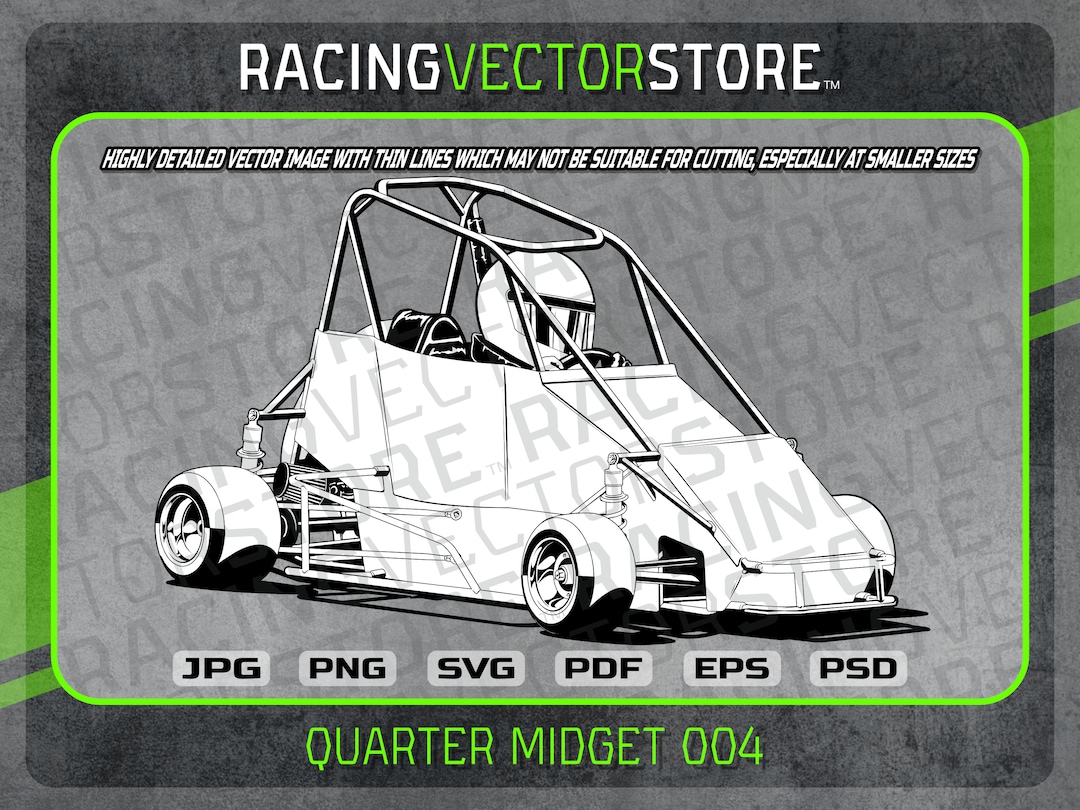 Dirt Track Quarter Midget Race Car Highly Detailed Vector Clipart Image ...