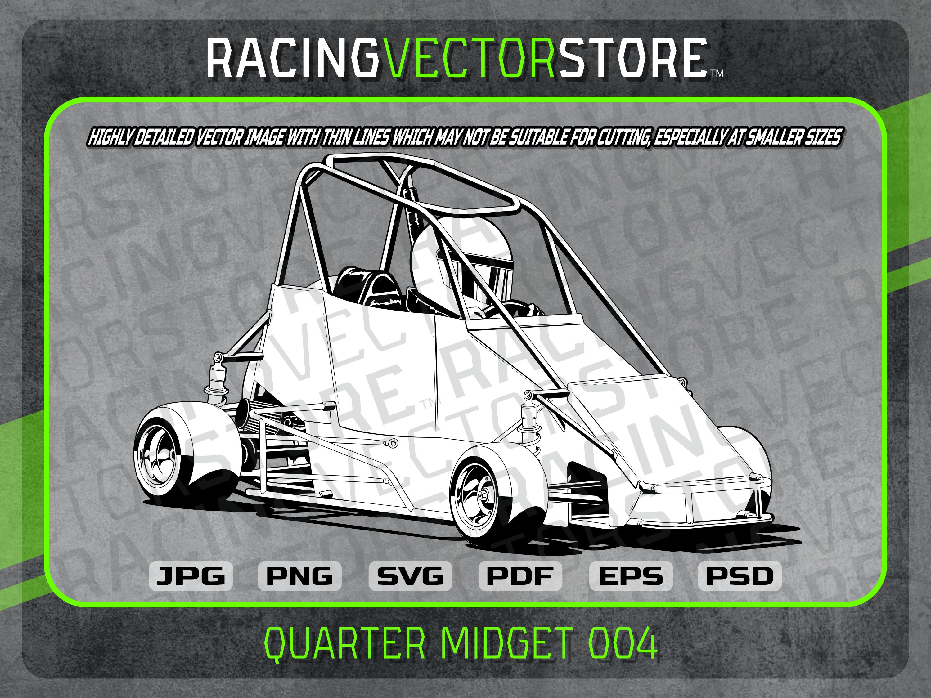 Dirt Track Quarter Midget Race Car Highly Detailed Vector Clipart Image ...