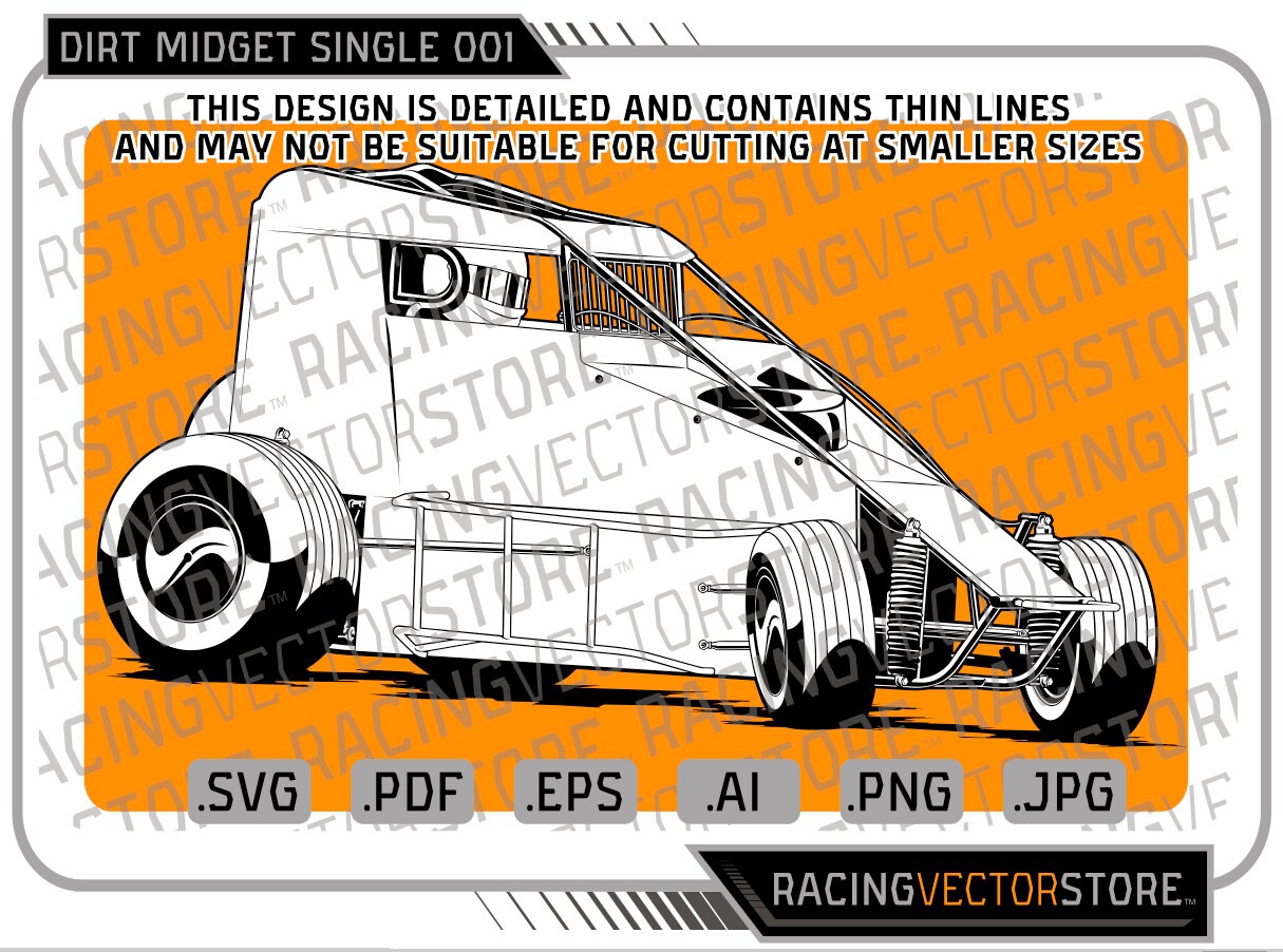 Dirt Midget Highly Detailed Image in .svg .ai .eps .pdf .png .jpg - Etsy
