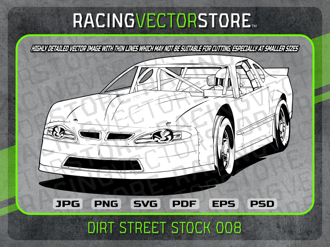Dirt Track Street Stock Race Car Highly Detailed Vector Image in .svg ...