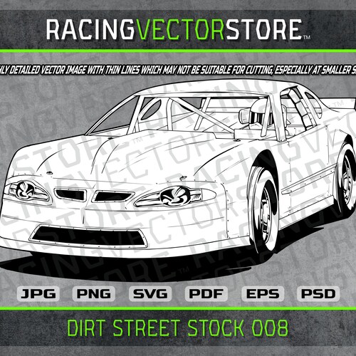 Dirt Track Street Stock Race Car Highly Detailed Image in .svg - Etsy