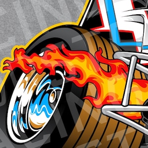 Cartoon Non Wing Sprint Car Race Car Highly Detailed FULL COLOR Clip ...