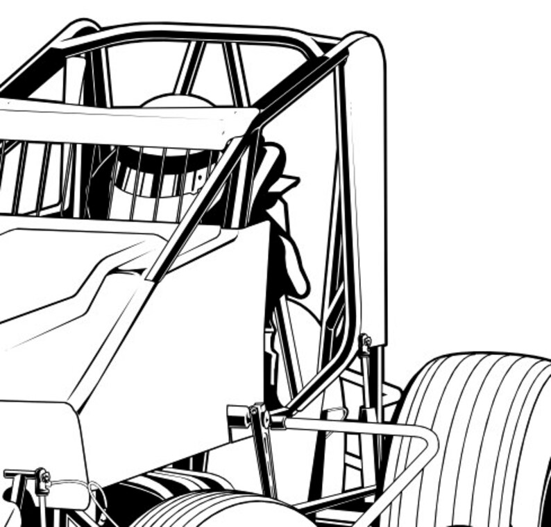 Dirt Track Sprint Car Race Car Highly Detailed Vector Image in .svg ...