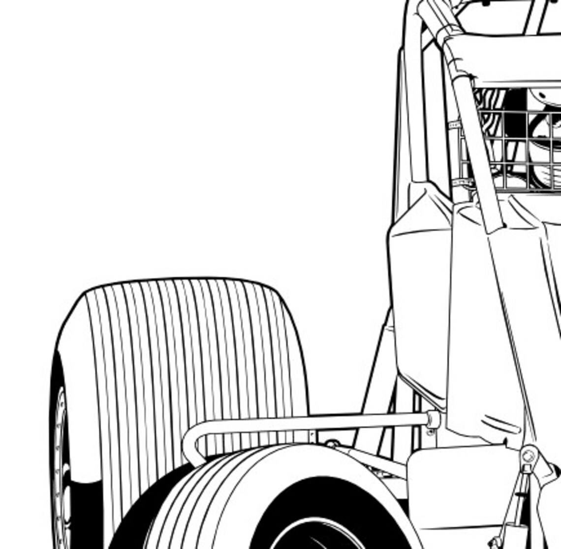 Dirt Track Sprint Car Race Car Highly Detailed Vector Image in - Etsy