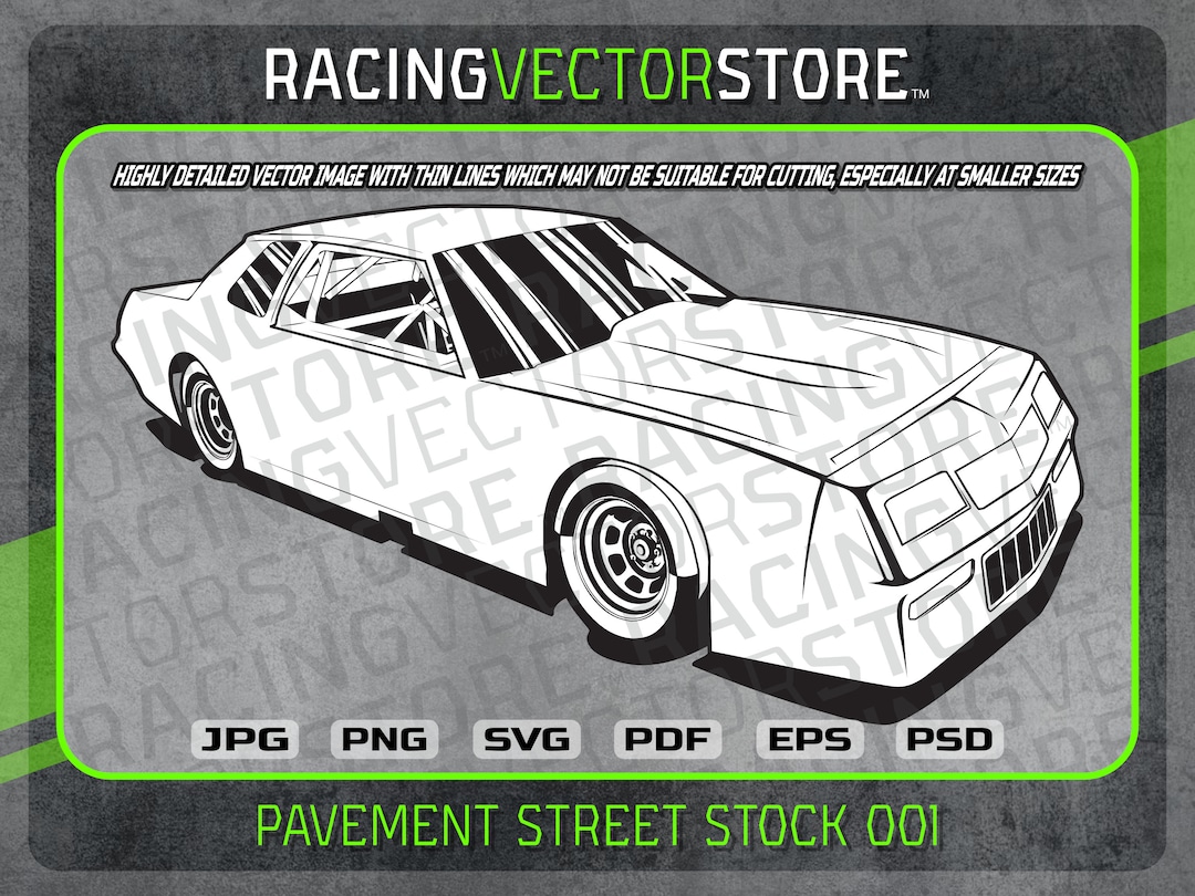 Pavement Street Stock Race Car Highly Detailed Vector Clipart Image in ...