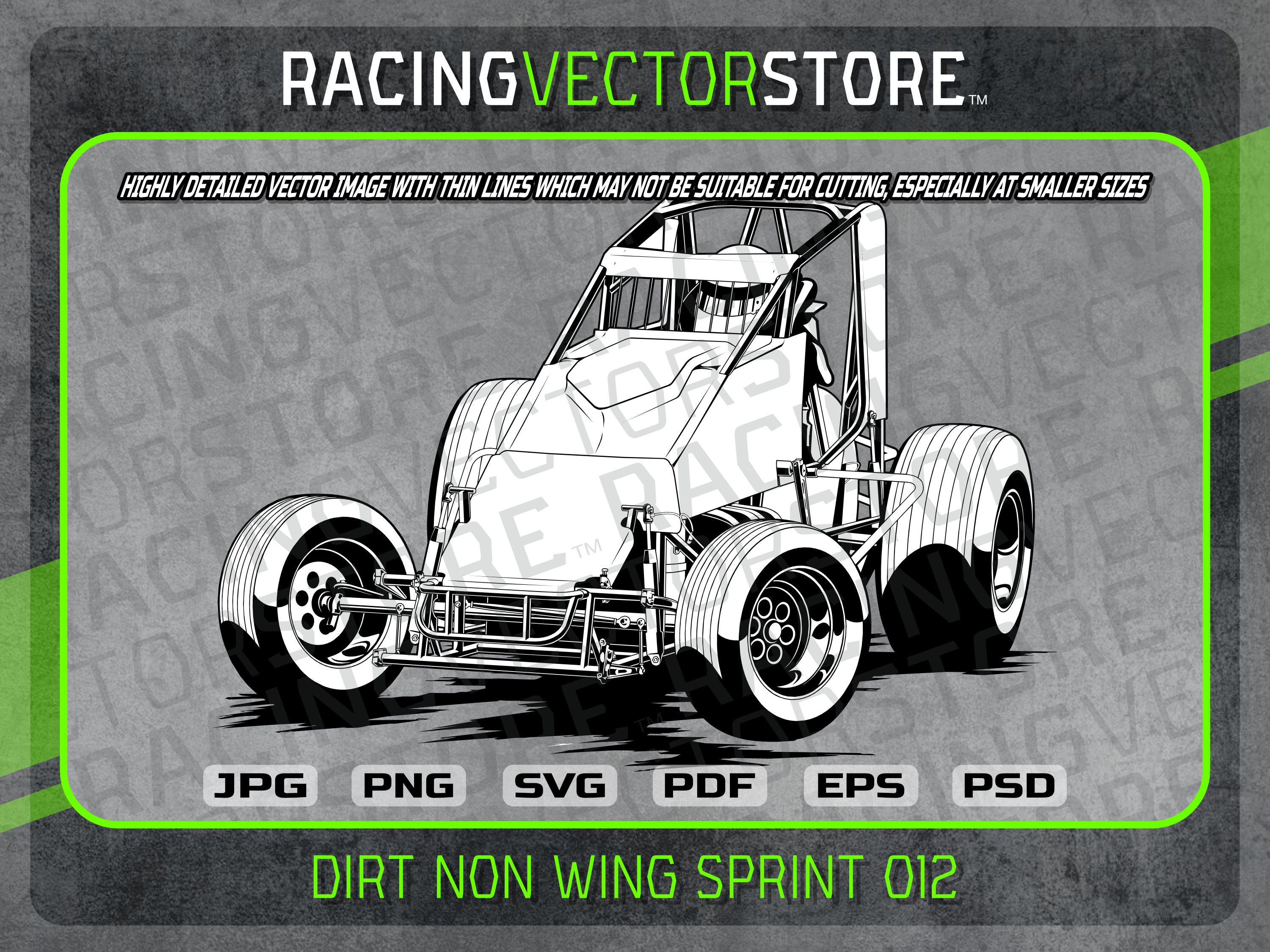 Dirt Track Sprint Car Race Car Highly Detailed Vector Image in .svg ...
