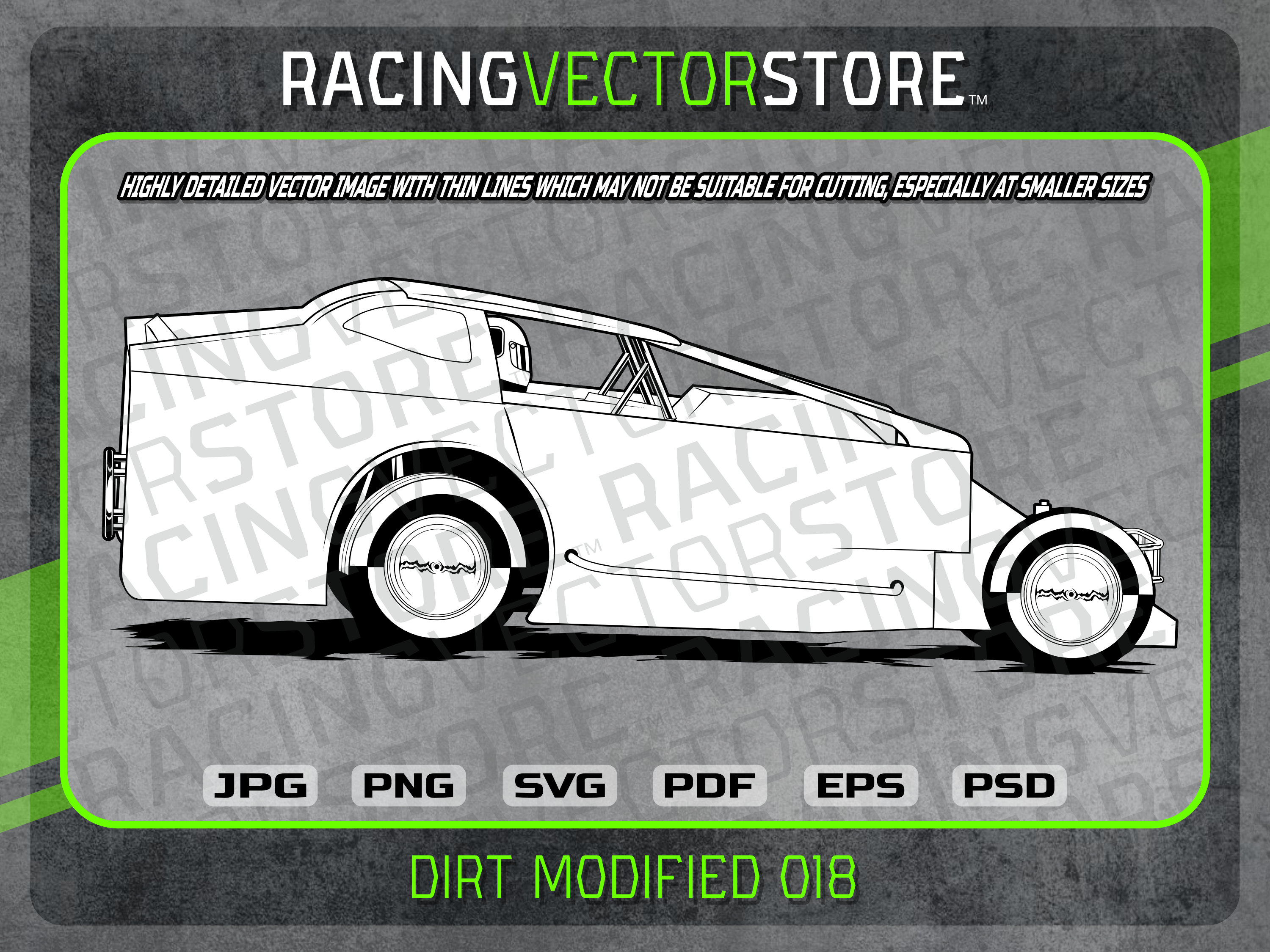 Dirt Track Modified Race Car Highly Detailed Vector Image in .svg .eps ...