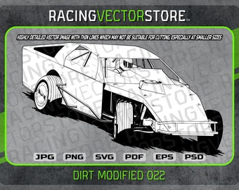 Cartoon Dirt Late Model Race Car Highly Detailed Vector Image in .svg ...