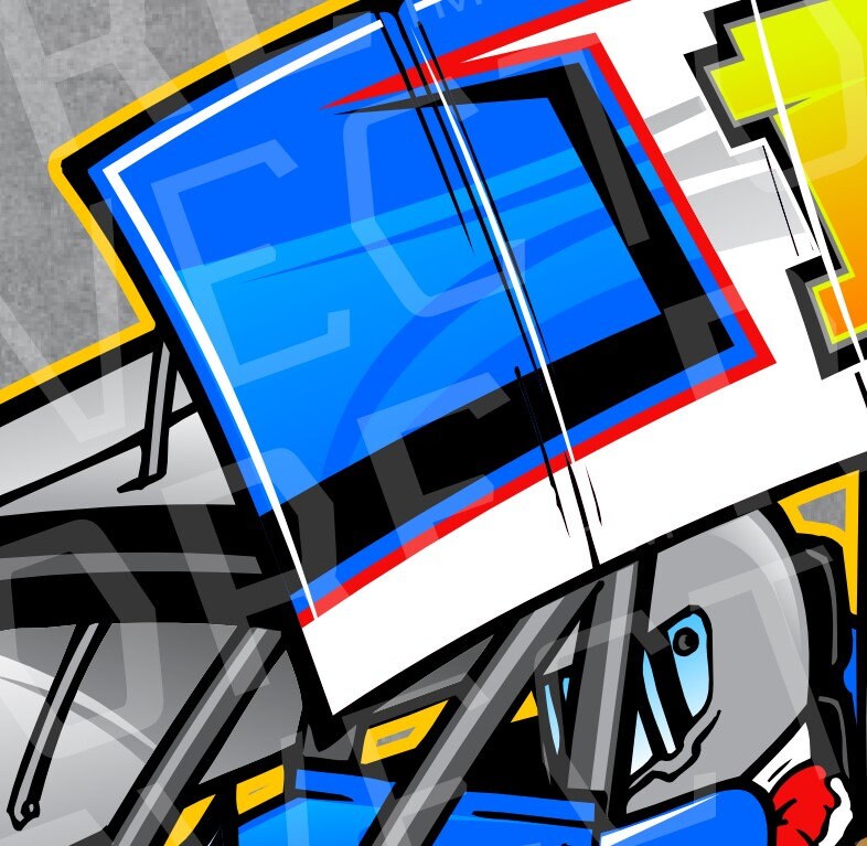 Cartoon Wing Sprint Car Race Car Highly Detailed FULL COLOR Clip Art ...