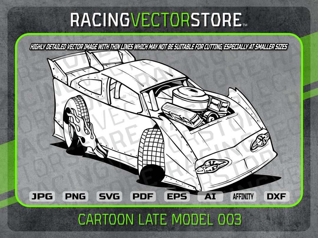 Cartoon Dirt Late Model Race Car Highly Detailed Vector Image in .svg ...