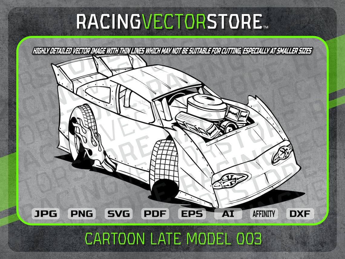 Cartoon Dirt Late Model Race Car Highly Detailed Vector Image in .svg ...