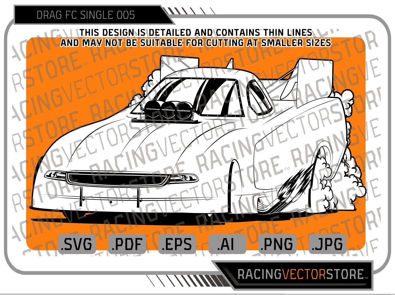 Drag Racing Funny Car Race Car Highly Detailed Image in .svg .ai .eps ...