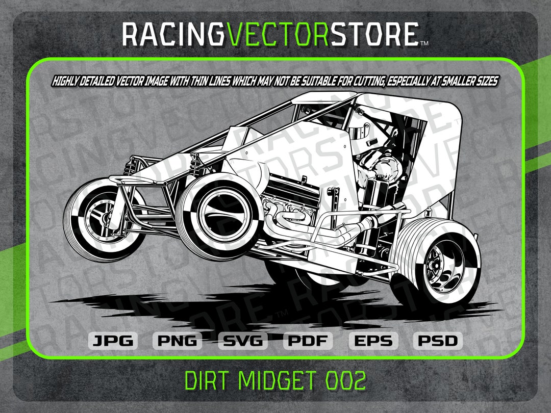 Dirt Midget Race Car Highly Detailed Image in .svg .ai .eps .pdf .png ...