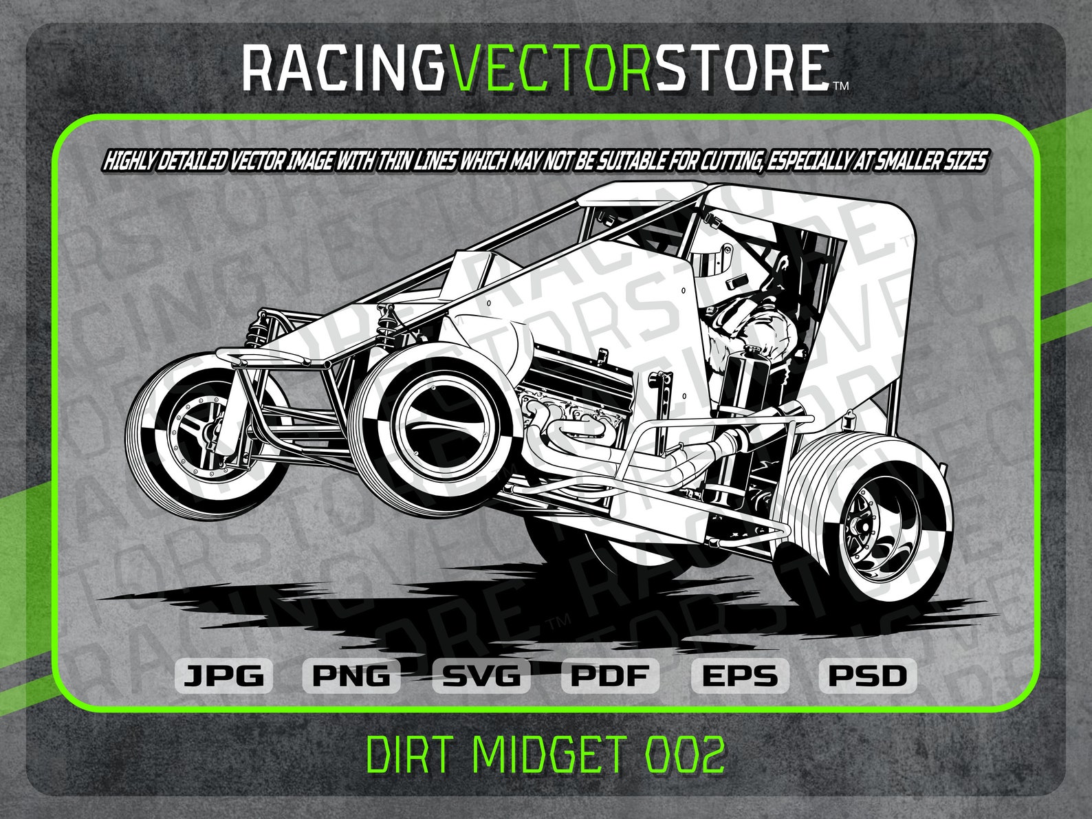 Dirt Midget Race Car Highly Detailed Image in .svg .ai .eps .pdf .png ...