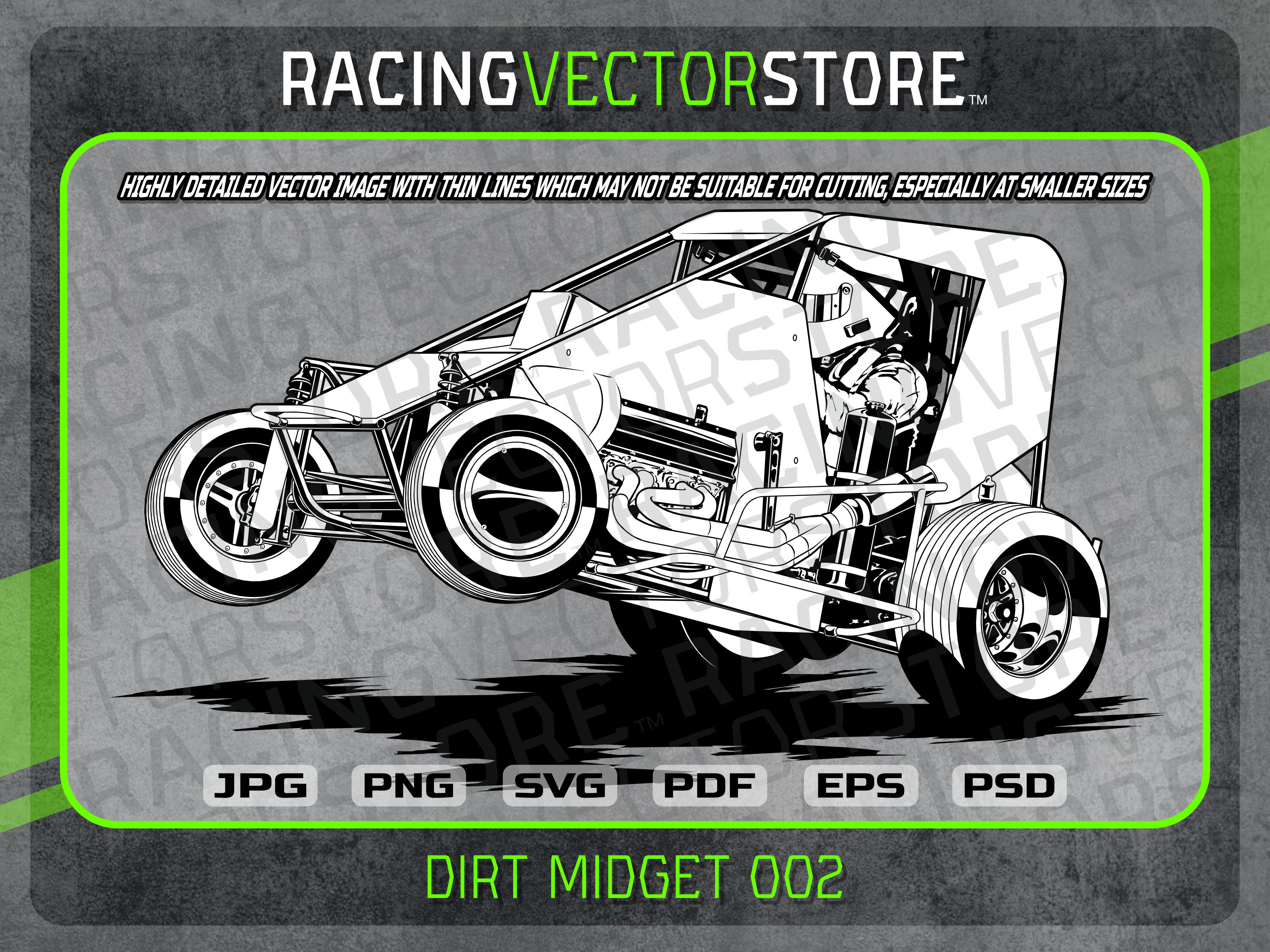 Dirt Midget Race Car Highly Detailed Image in .svg .ai .eps .pdf .png ...