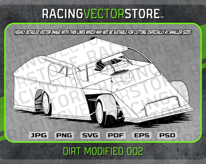 Dirt Modified Race Car Detailed Vector Image in .svg .ai .eps .pdf .png ...