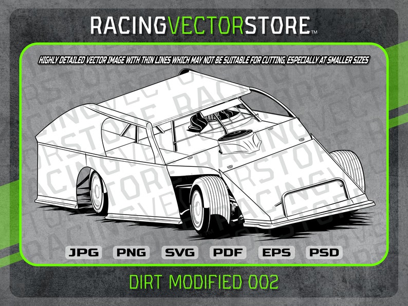 Dirt Modified Race Car Detailed Vector Image in .svg .ai .eps .pdf .png ...