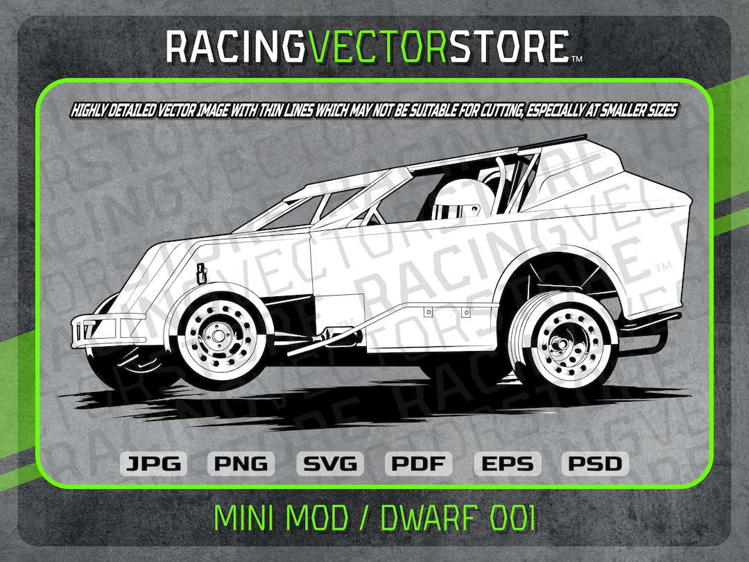 Dirt Track Mini Modified Dwarf Race Car Highly Detailed Vector Clipart ...