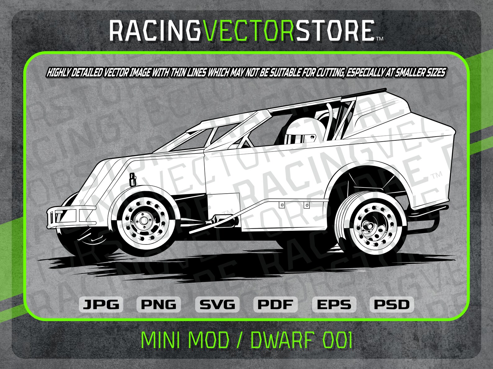 Dirt Track Mini Modified Dwarf Race Car Highly Detailed Vector Clipart ...