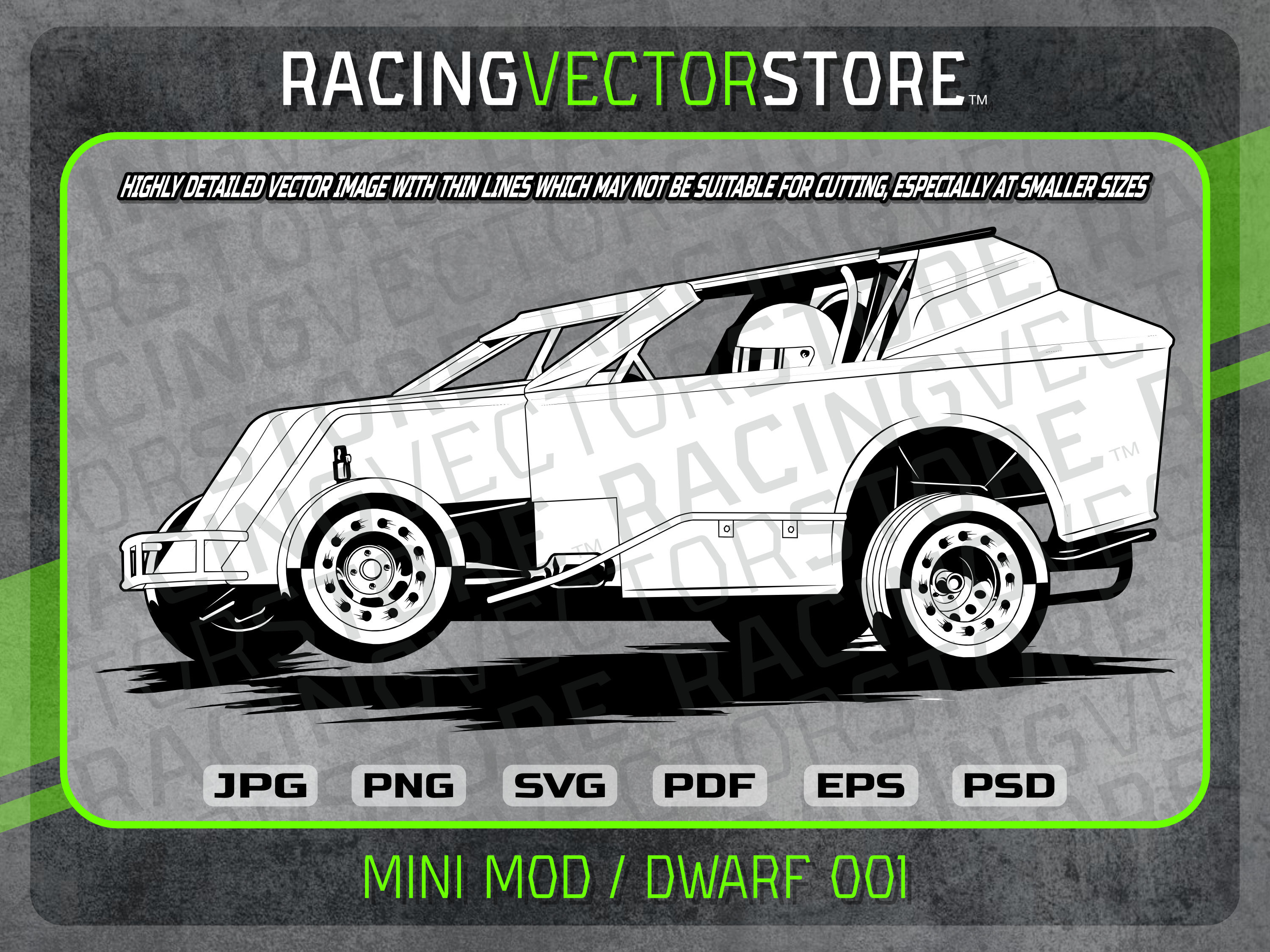 Dirt Track Mini Modified Dwarf Race Car Highly Detailed Vector Clipart ...