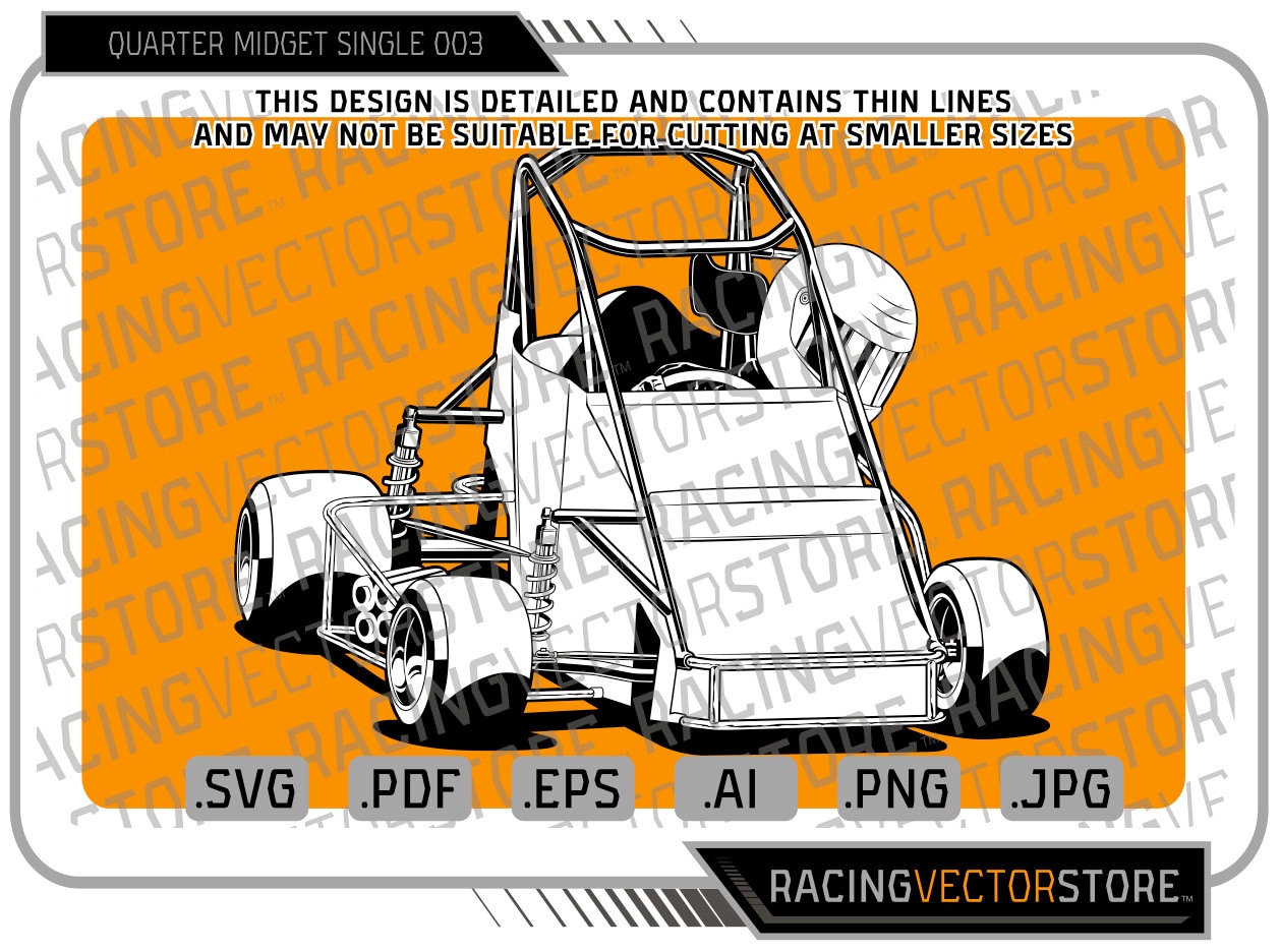 Dirt Track Quarter Midget Race Car Highly Detailed Image in .svg .ai ...