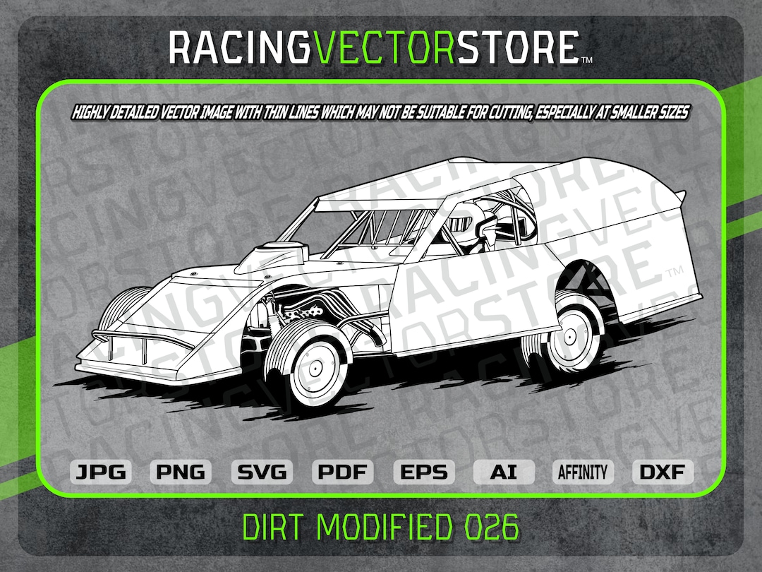 Dirt Modified Race Car Highly Detailed Vector Image in .svg .eps .pdf ...