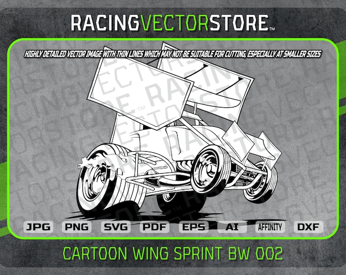 Cartoon Dirt Winged Sprint Race Car Highly Detailed Vector Clip Art ...