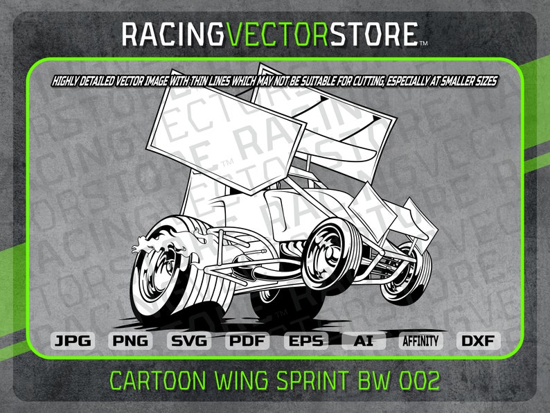 Cartoon Dirt Winged Sprint Race Car Highly Detailed Vector Clip Art ...