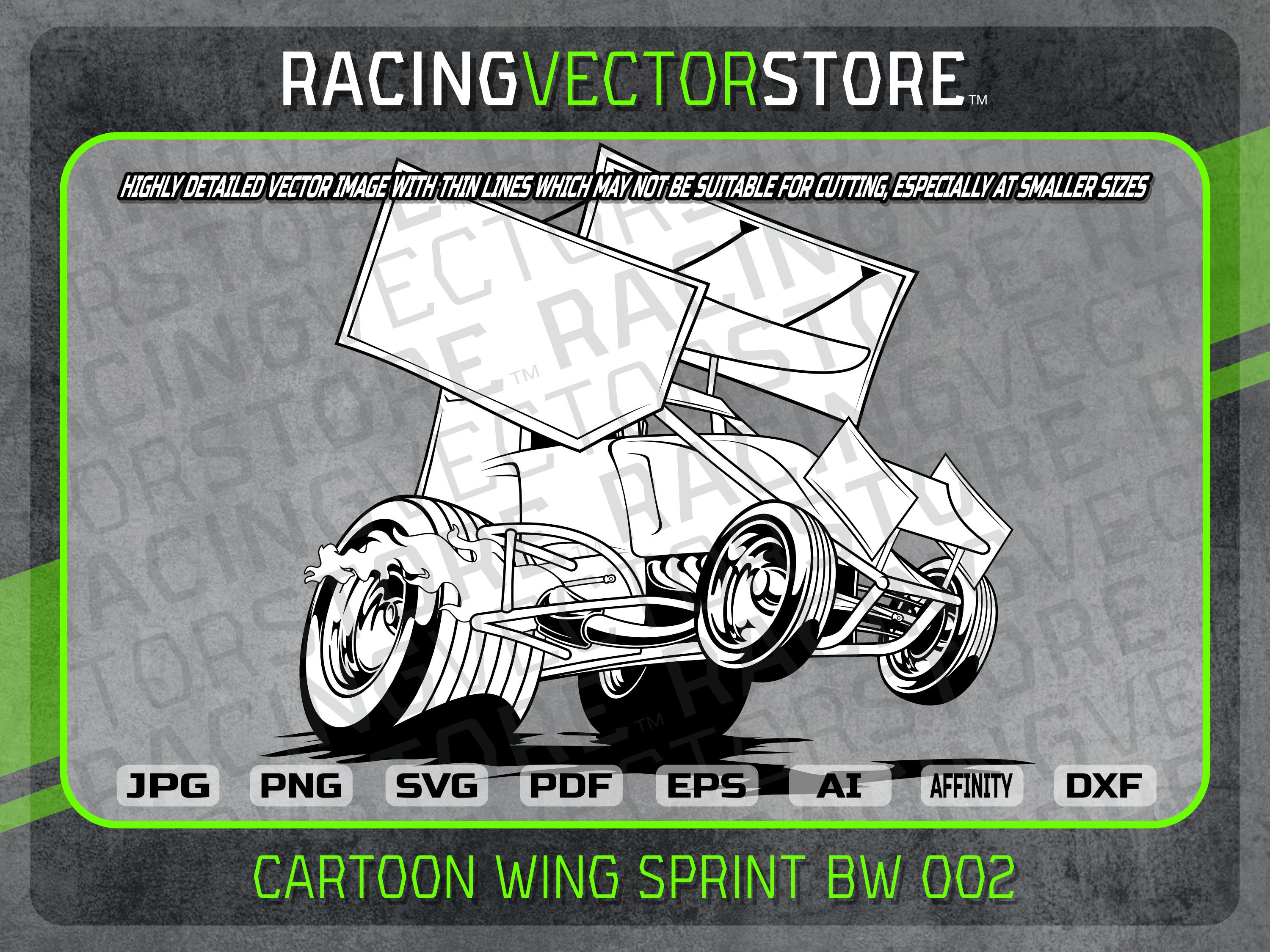 Cartoon Dirt Winged Sprint Race Car Highly Detailed Vector Clip Art ...