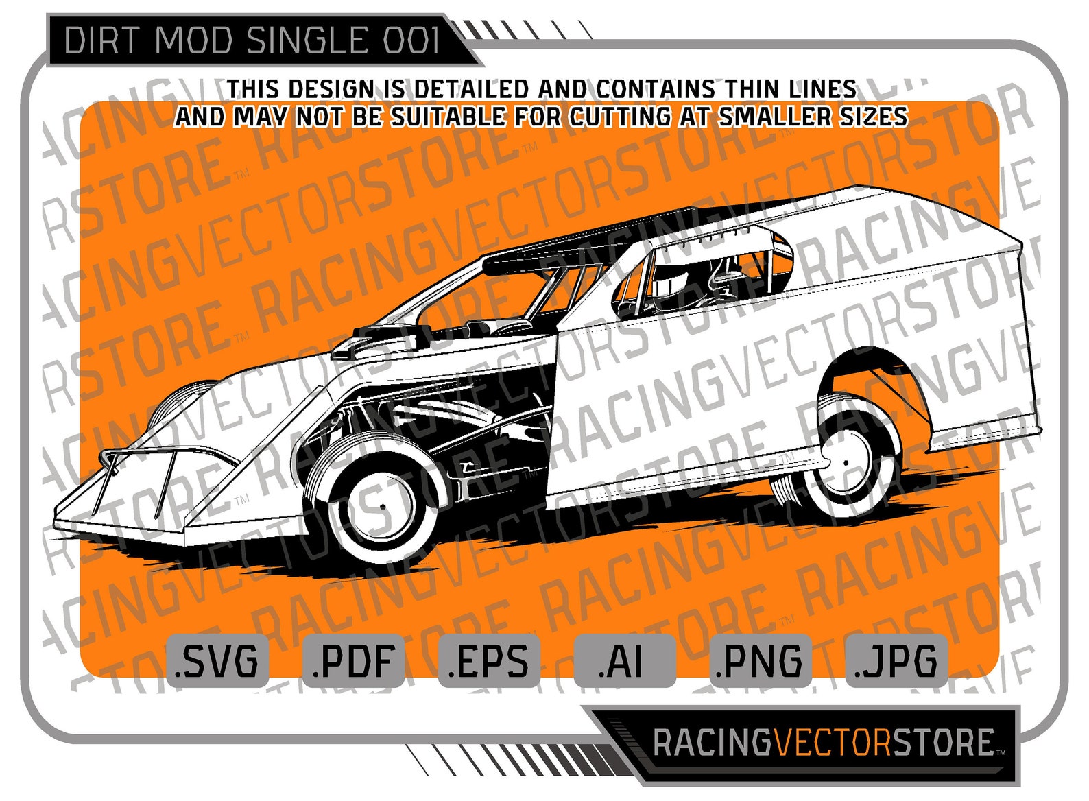 Dirt Modified Race Car Detailed Vector Image in .svg .ai .eps .pdf .png ...