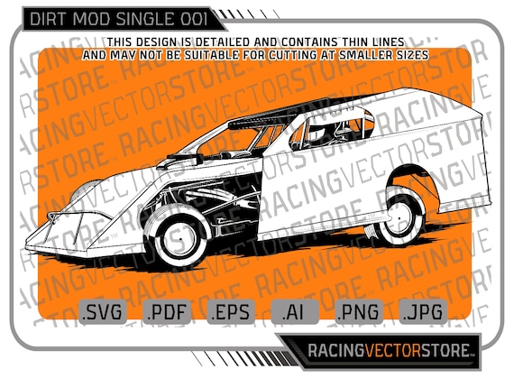 Dirt Modified Race Car Detailed Vector Image in .svg .ai .eps - Etsy