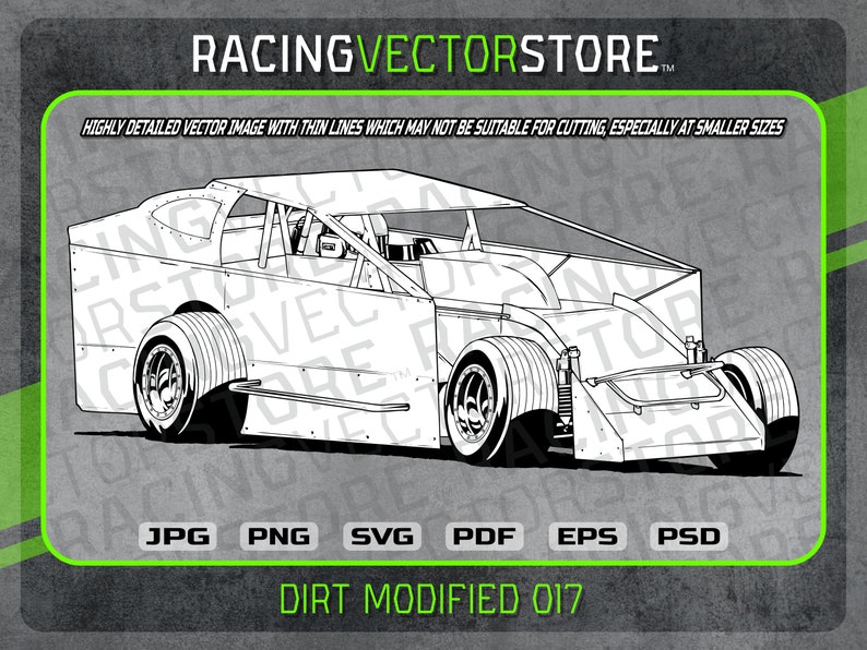 Dirt Track Modified Race Car Highly Detailed Vector Image in .svg .eps ...