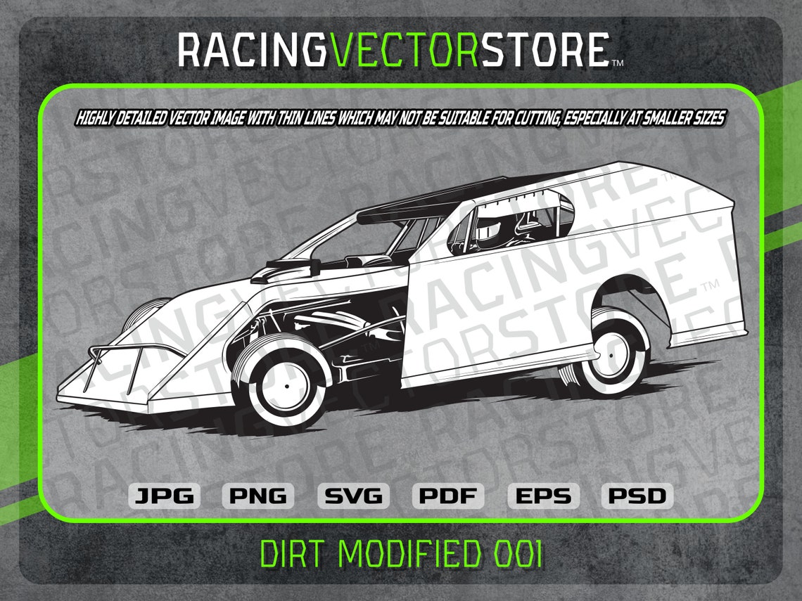 Dirt Modified Race Car Detailed Vector Image in .svg .ai .eps .pdf .png ...