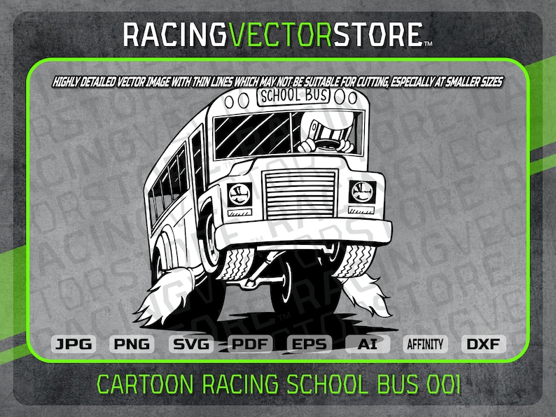 Cartoon Racing School Bus Highly Detailed Vector Image in .svg .ai .pdf ...