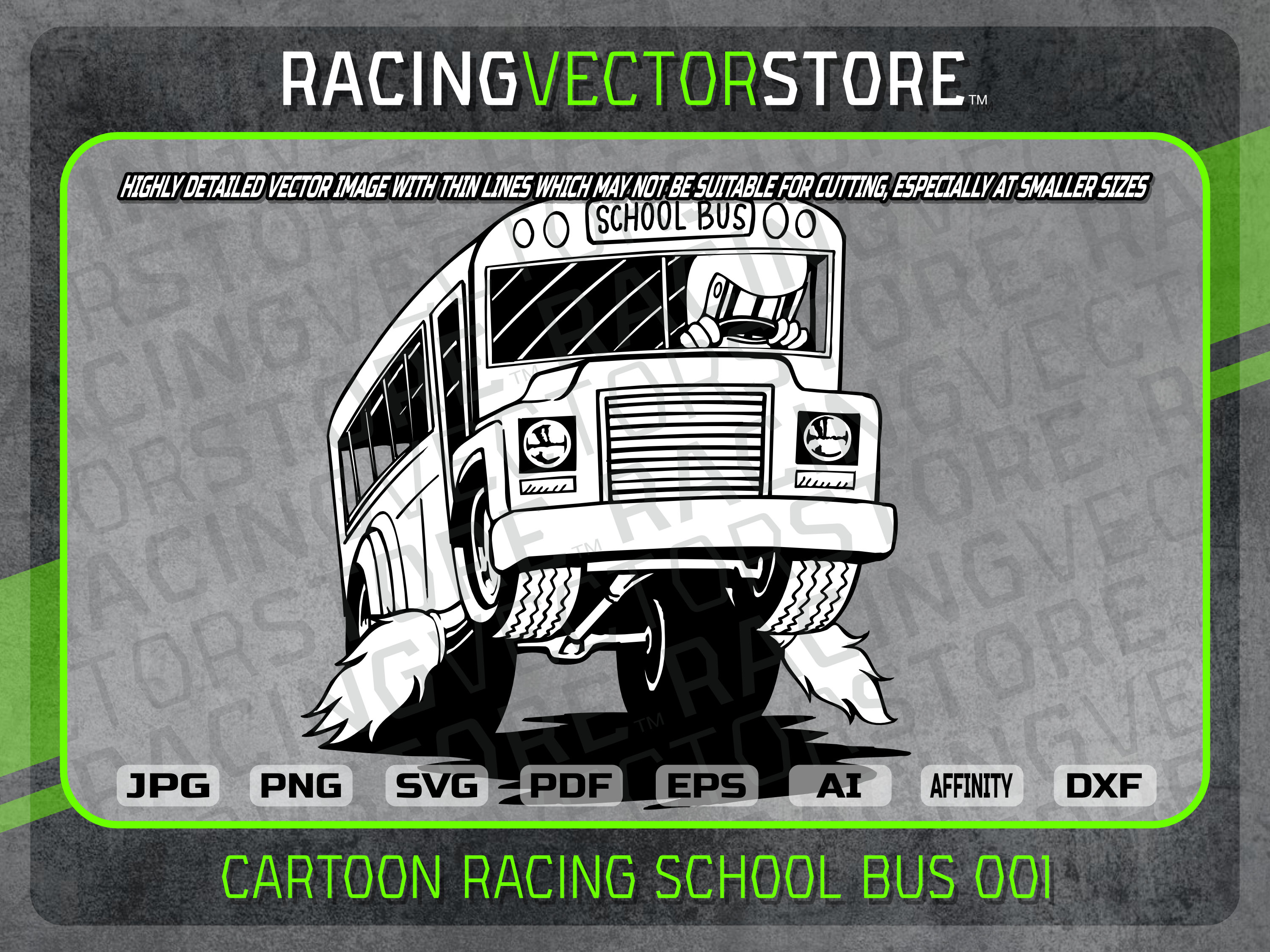 Cartoon Racing School Bus Highly Detailed Vector Image in .svg .ai .pdf ...