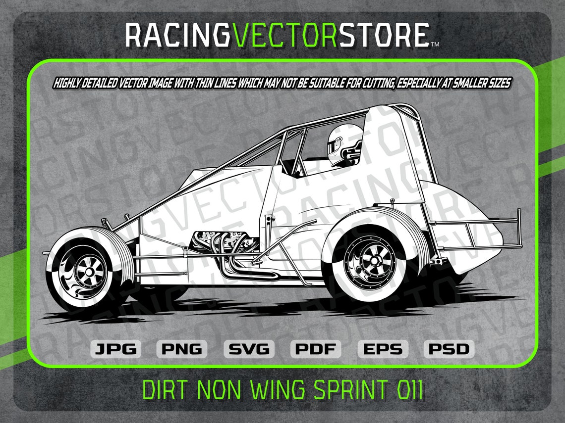 Dirt Track Sprint Car Race Car Highly Detailed Image in .svg - Etsy