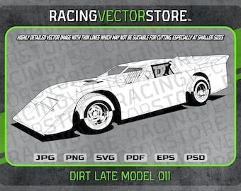 Dirt Late Model Race Car Highly Detailed Vector Image in .svg .ai .pdf ...