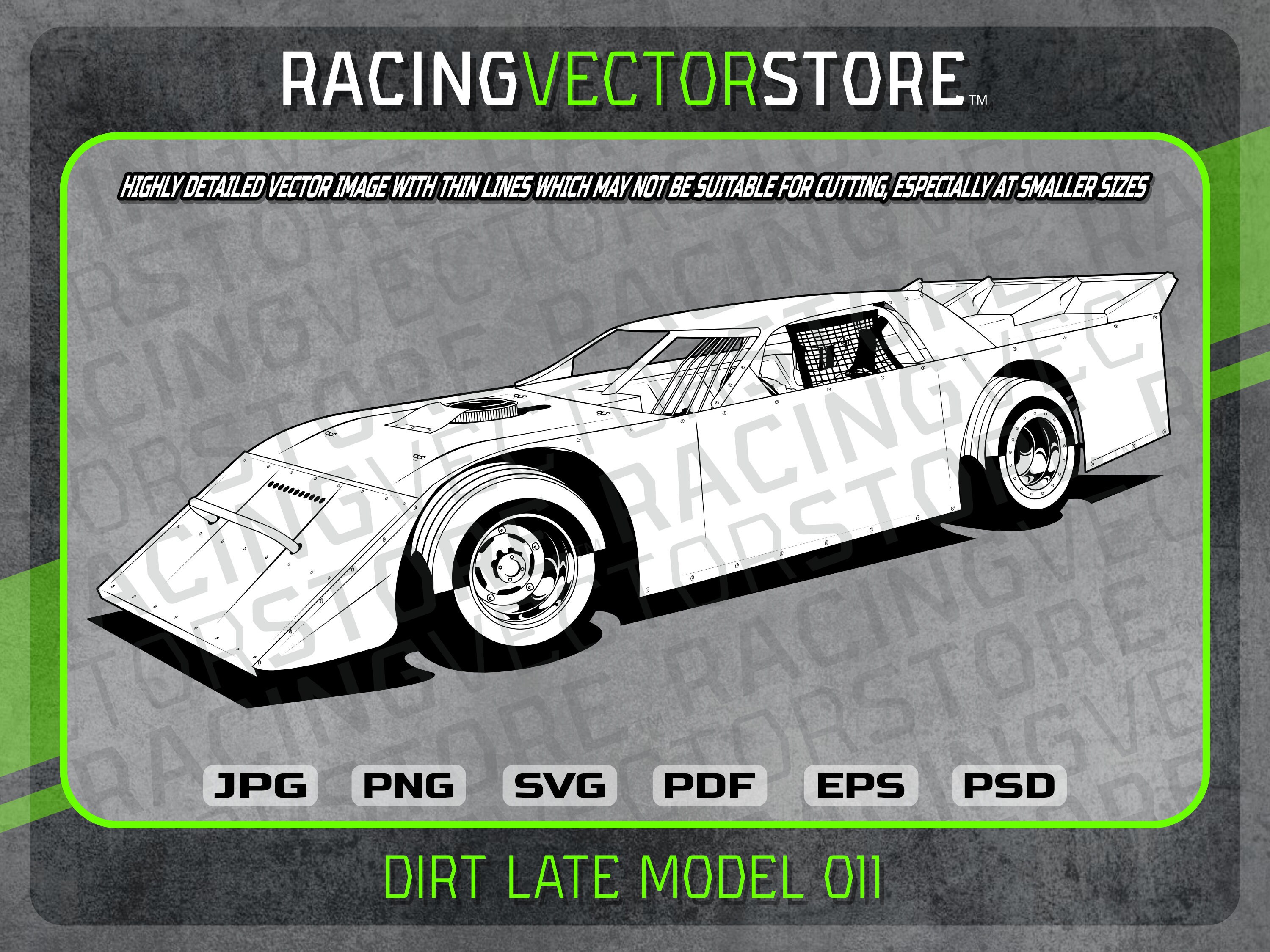 Dirt Late Model Vintage Race Car Highly Detailed Vector Image in .svg ...
