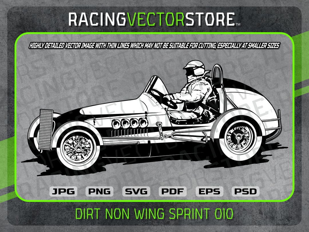 Dirt Track Sprint Car Vintage 1960's Race Car Highly Detailed Vector ...
