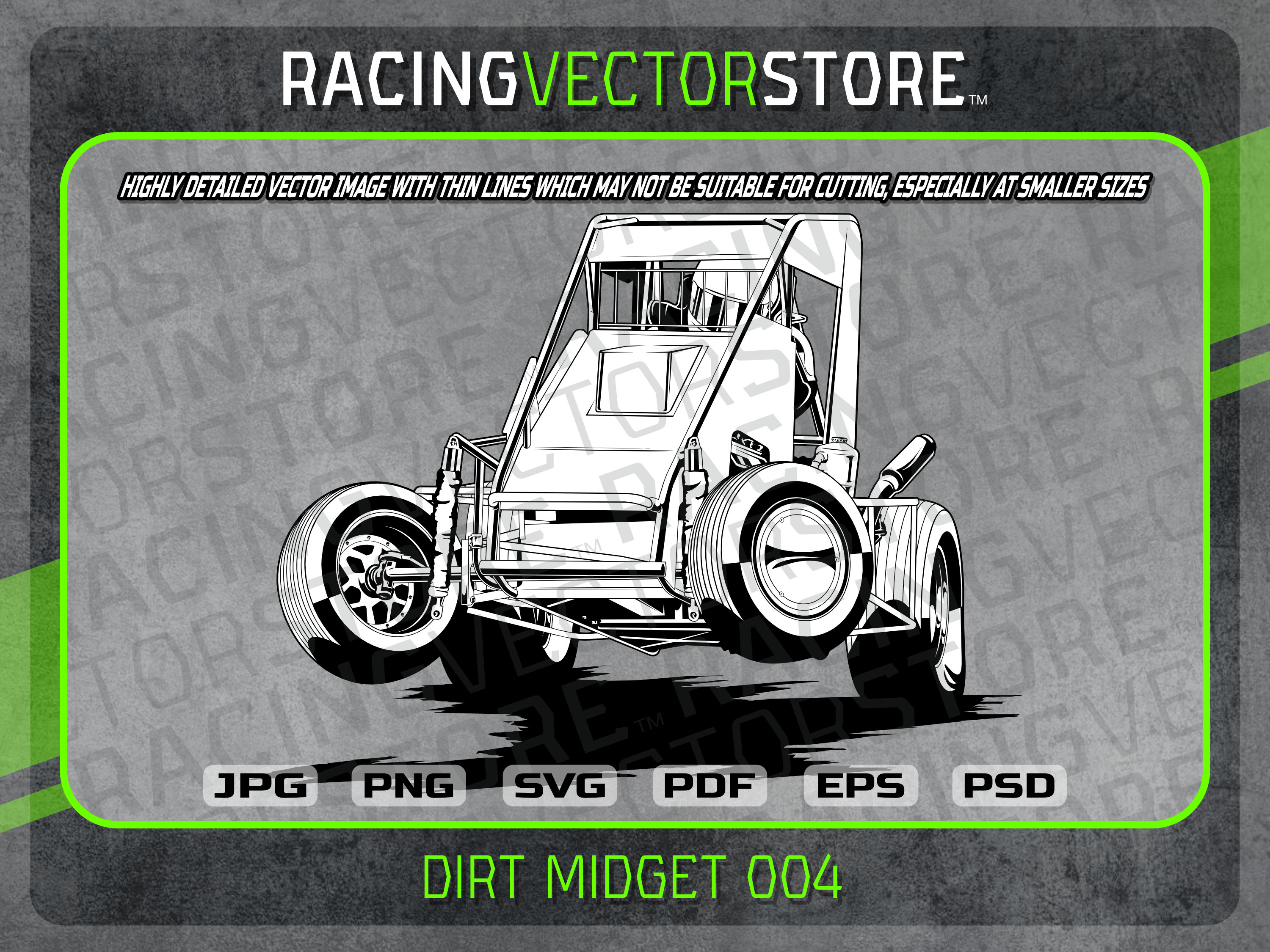 Dirt Track Midget Race Car Highly Detailed Vector Image in .svg .ai ...