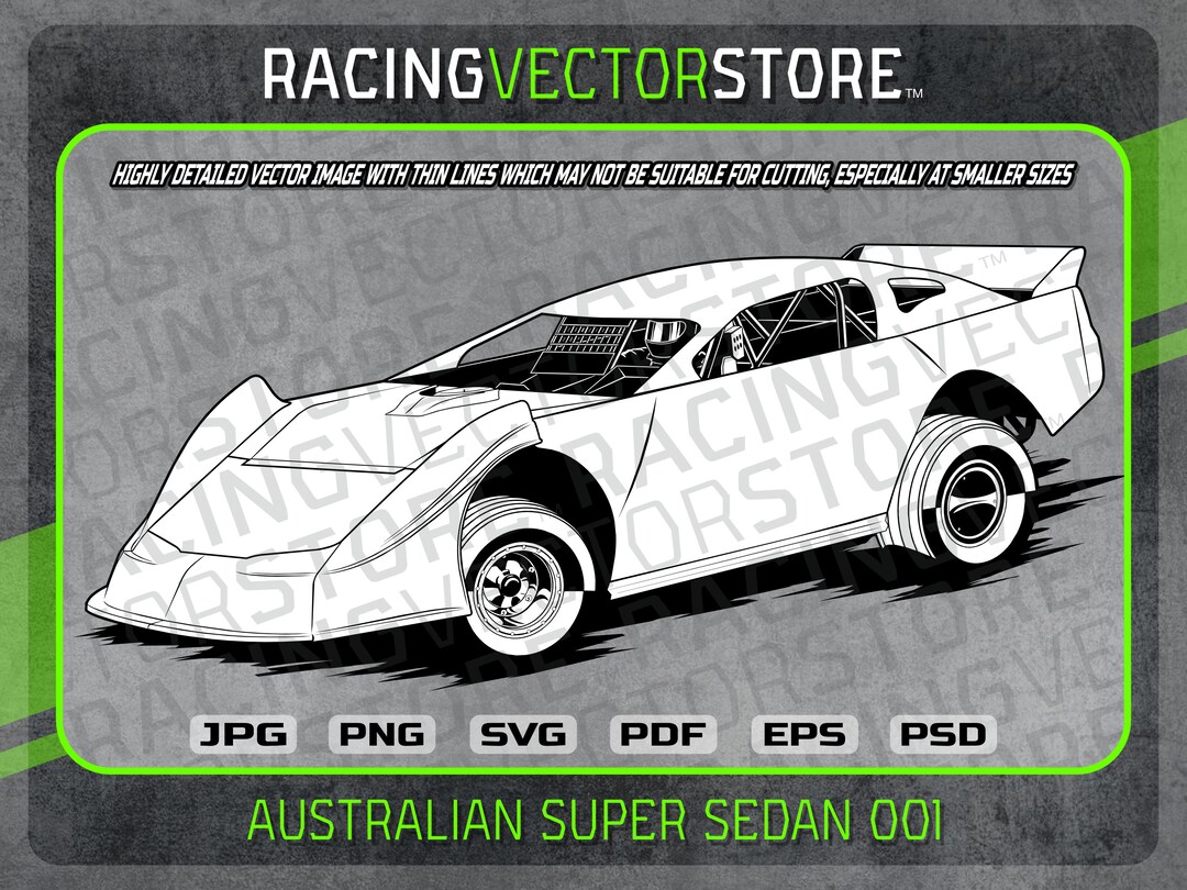 Australian Super Sedan Dirt Race Car Highly Detailed Vector Image in ...