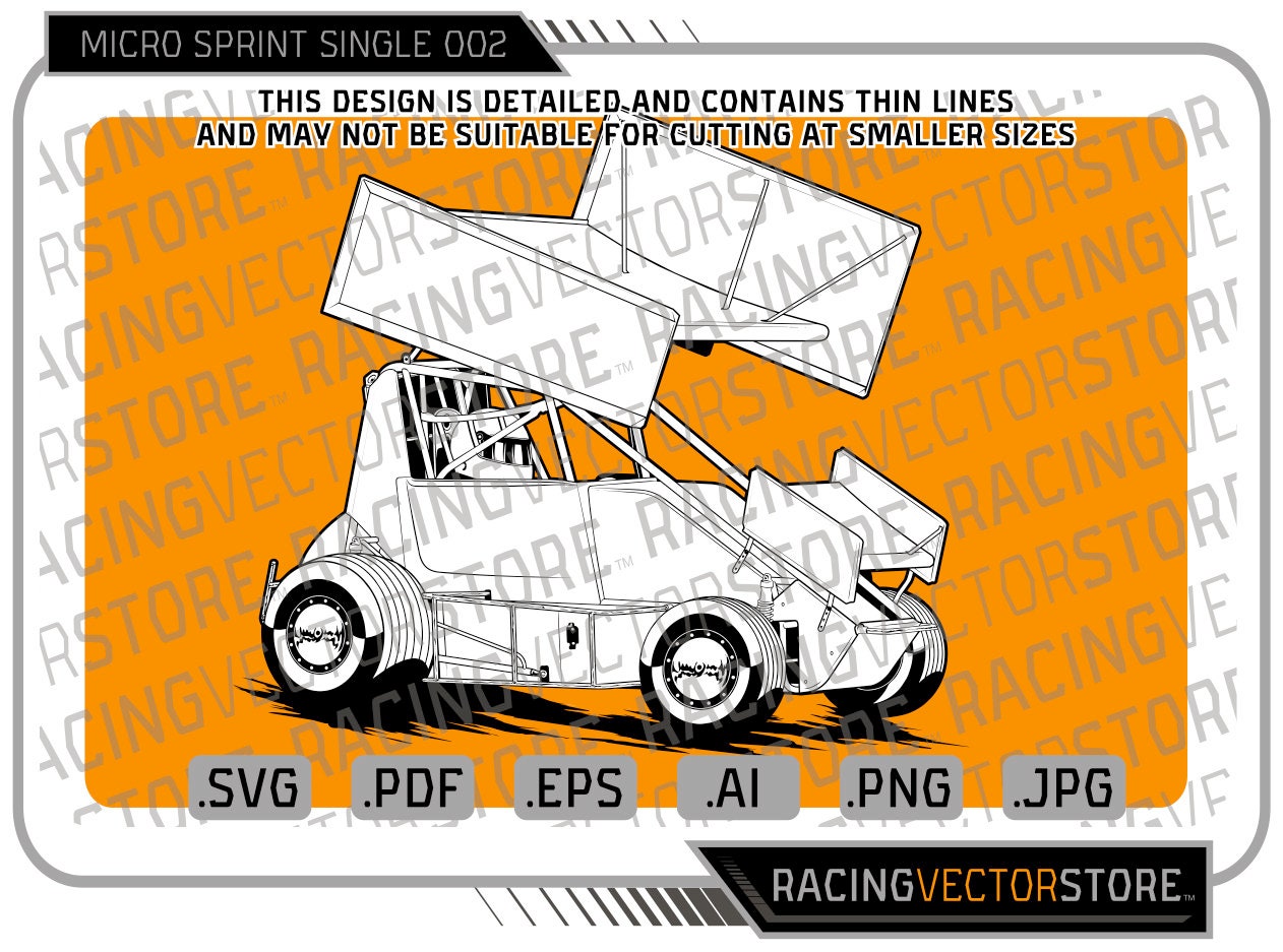 Dirt Micro Sprint Mini Sprint Race Car Highly Detailed Image in .svg ...