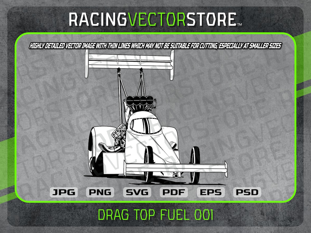 Top Fuel Dragster Race Car Detailed Vector Image in .svg .ai .eps .pdf ...