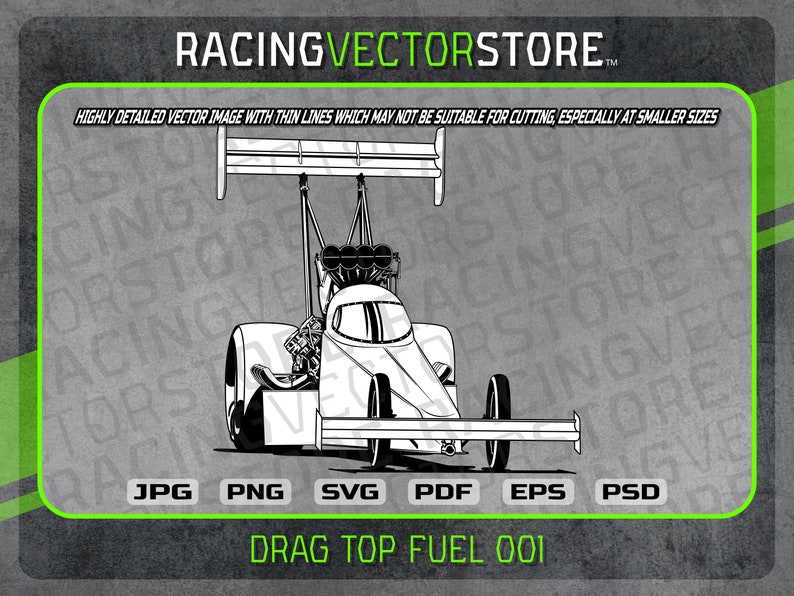 Top Fuel Dragster Race Car Detailed Vector Image in .svg .ai .eps .pdf ...