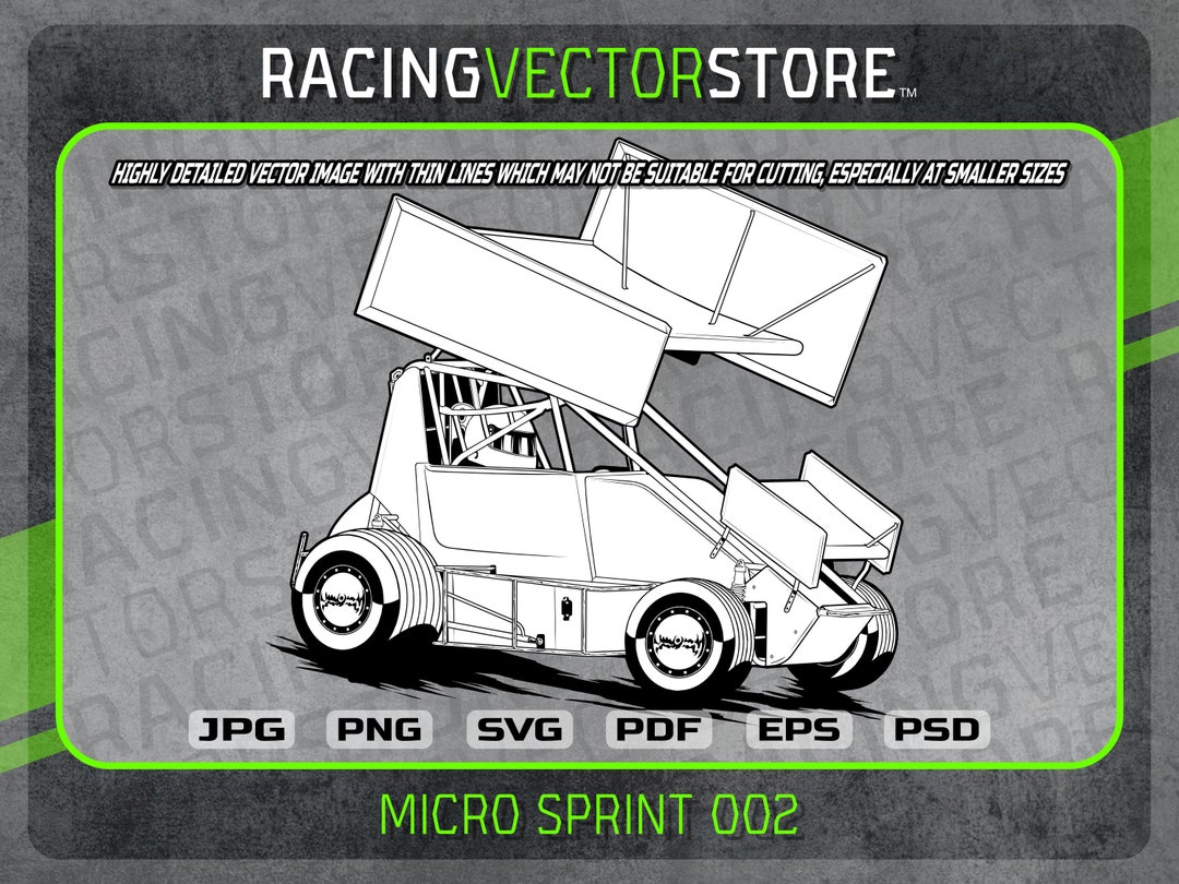 Dirt Micro Sprint Mini Sprint Race Car Highly Detailed Image in .svg ...