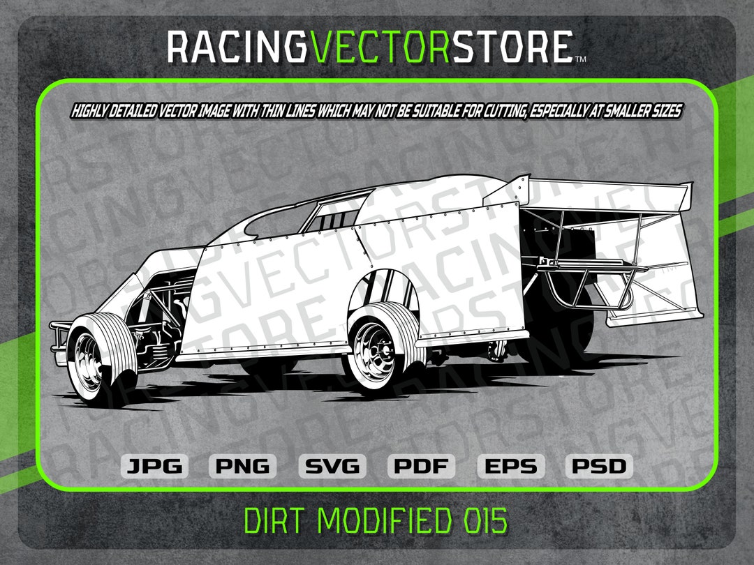 Dirt Track Modified Race Car Highly Detailed Vector Image in .svg .ai ...