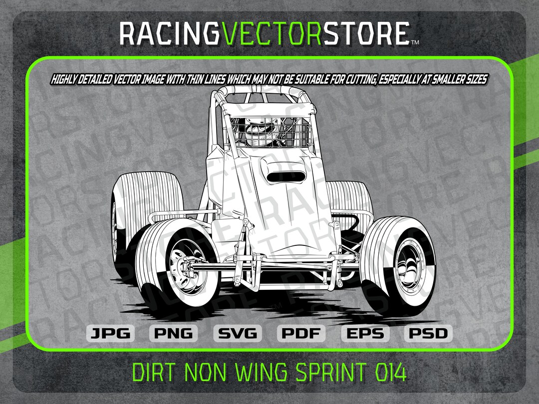 Dirt Track Sprint Car Race Car Highly Detailed Vector Image in .svg ...
